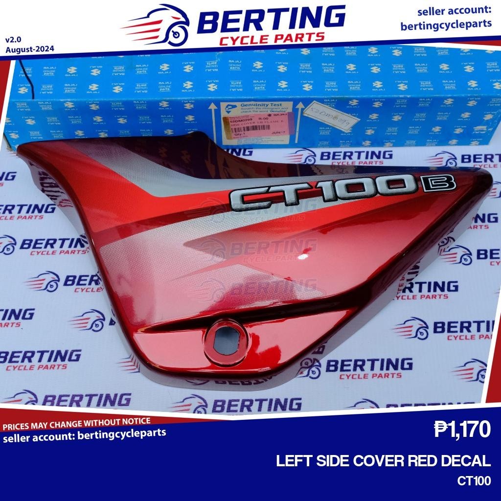 LEFT SIDE COVER RED DECAL CT100 Genuine 52DM0299 | Shopee Philippines