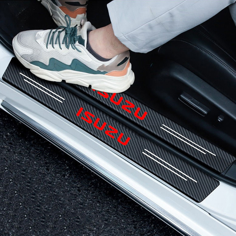 ☊Carbon Fiber Car Door Sill Stickers For Isuzu D-MAX D MAX Dmax I II ...