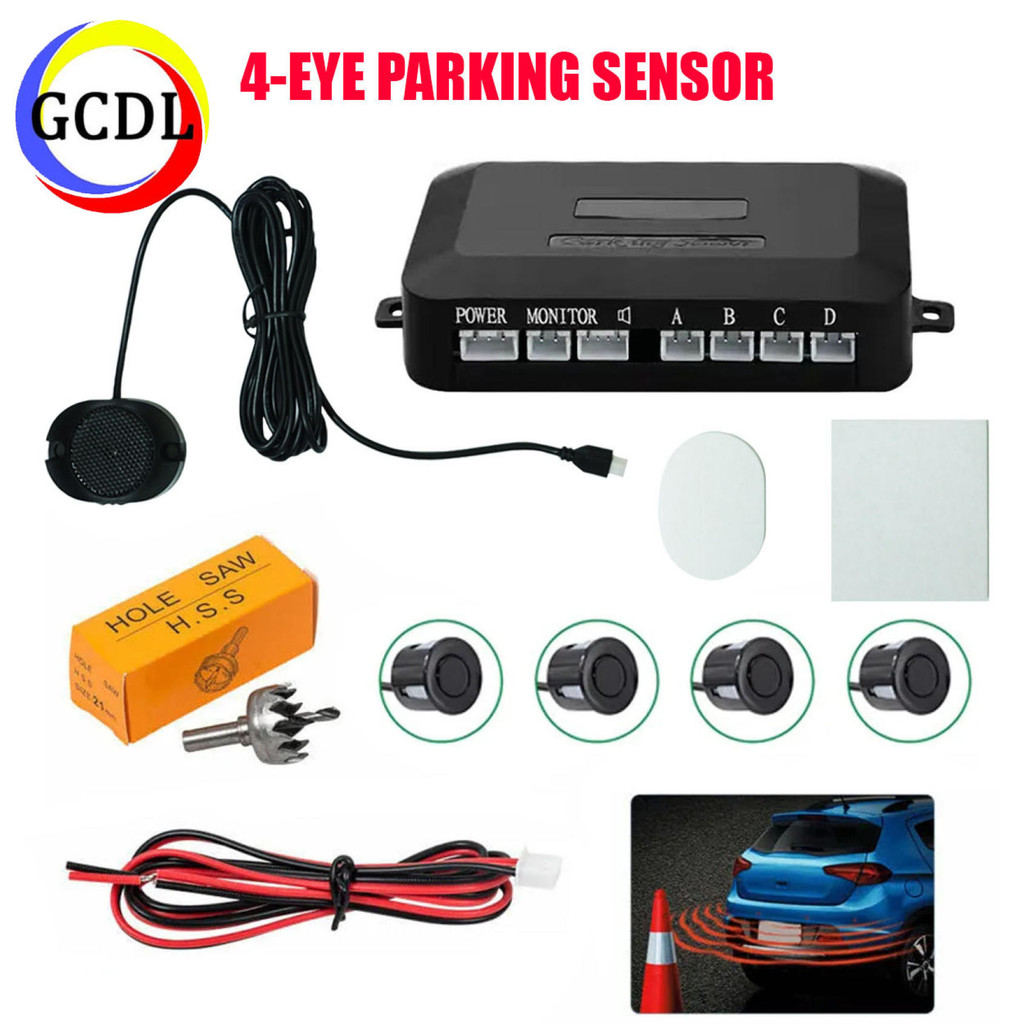 4 Eye Car Parking Sensor Kit Reverse Backup Radar Sound Alarm Indicator ...