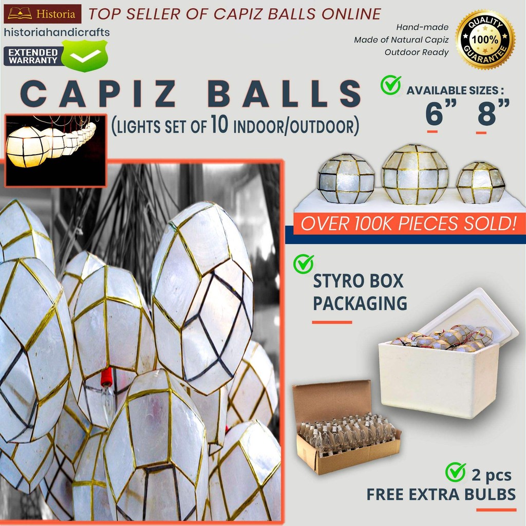 Capiz Ball with lights set of 10 indoor/outdoor | Shopee Philippines