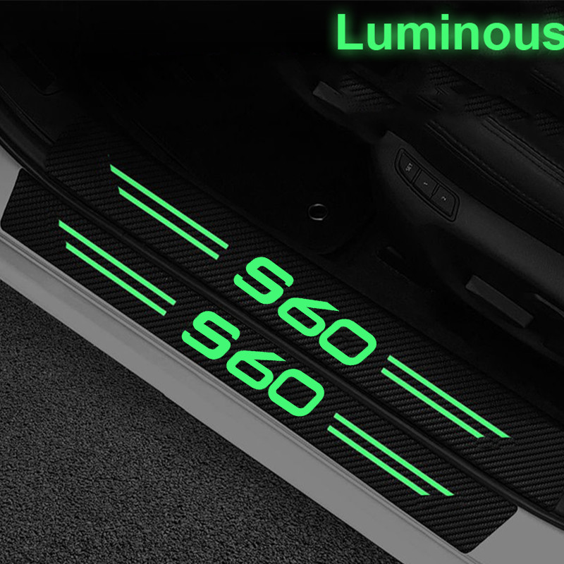 ~for Volvo S60 Logo Luminous Car Door Threshold Stickers Anti Scratch ...