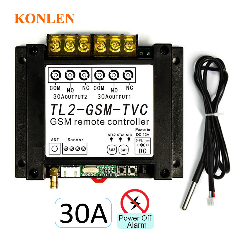 ♀30A GSM Relay Controller Smart Switch with Temperature Sensor Power ...