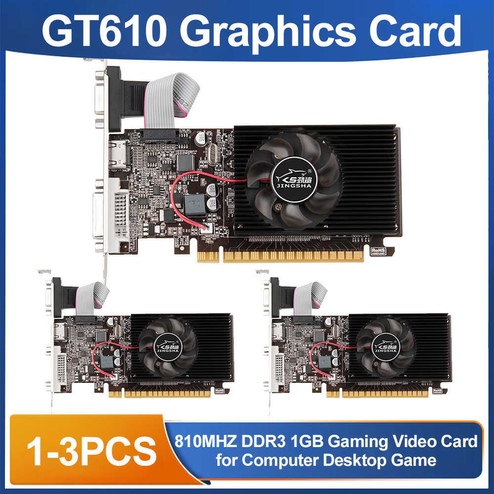 ☾GT610 Graphics Video Card Mute Fan 1GB Computer Graphics Card HD ...
