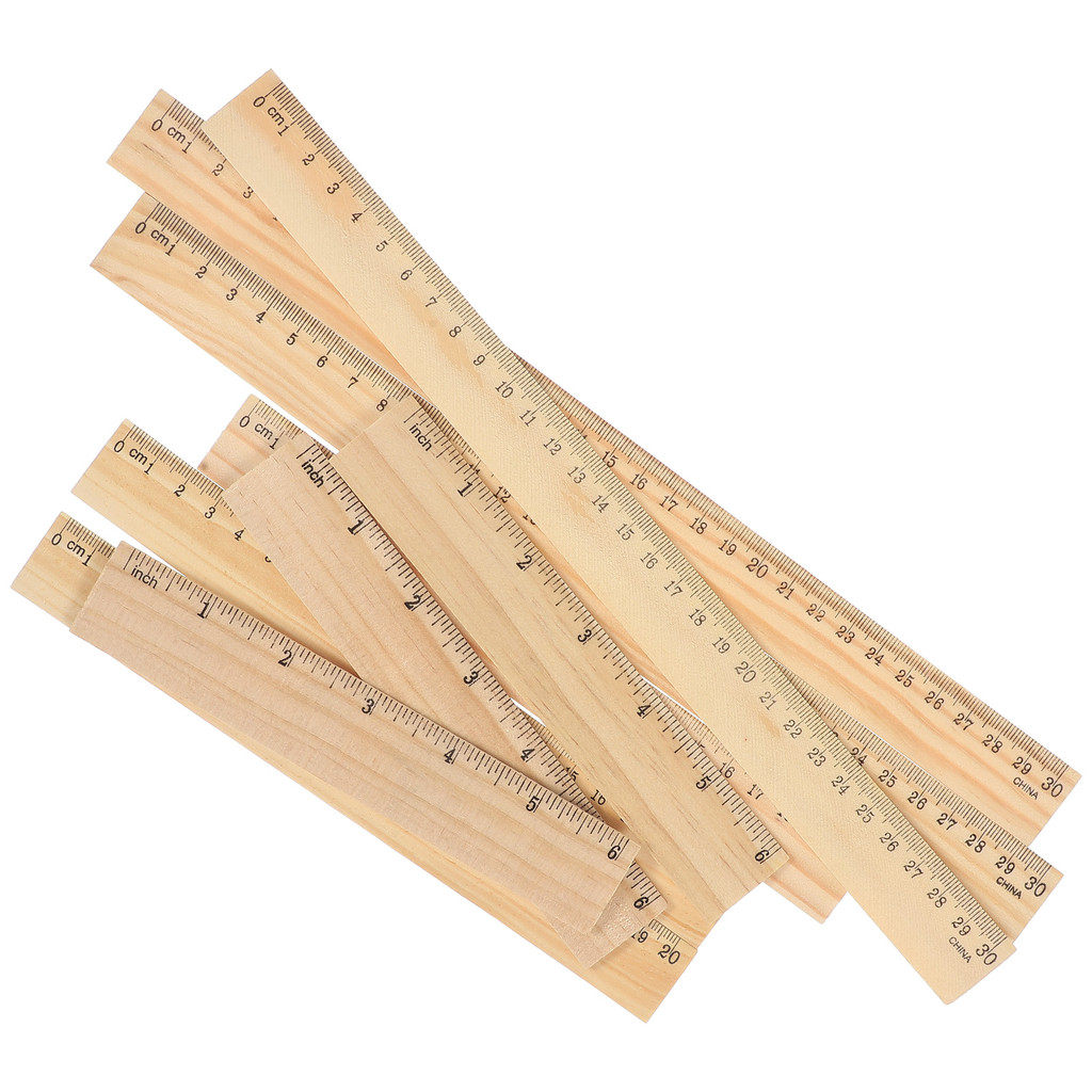 9 Pcs Ruler Wooden Straight Rulers Small Woodworking Bulk Set Drawing ...