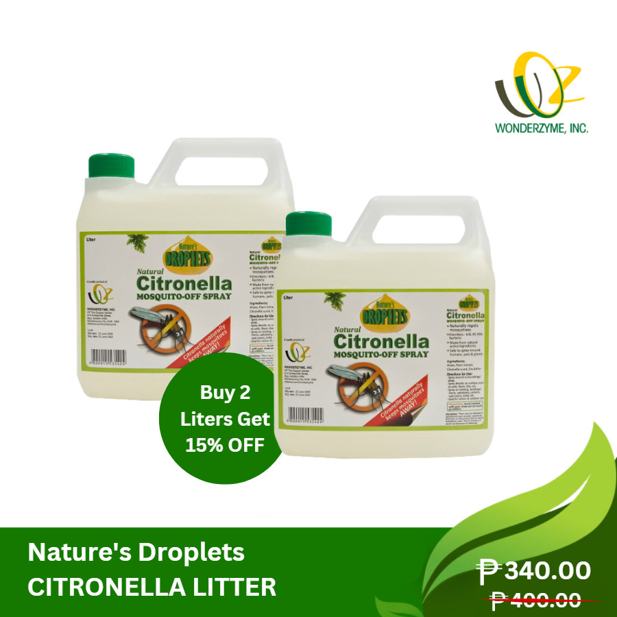 NATURE'S DROPLETS Citronella Natural Mosquito Off Spray Liter (Buy 2 ...