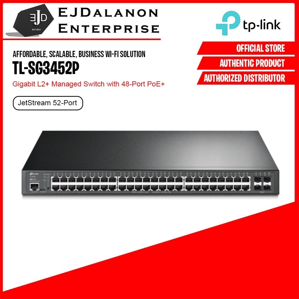 TP-Link Tl-Sg3452P Jetstream 52-Port Gigabit L2+ Managed Switch with 48 ...