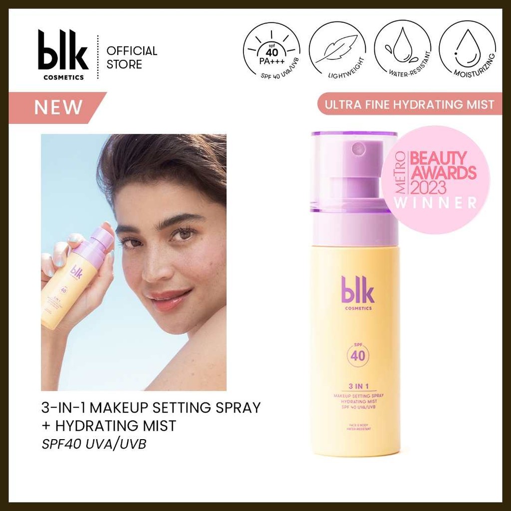 !@blk cosmetics fresh 3in1 makeup setting spray & hydrating mist SPF 40 ...