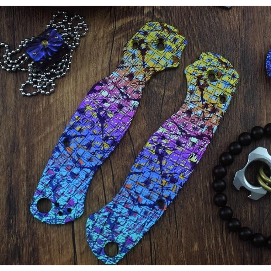 유1 Pair Custom DIY Titanium Patch Scales for Spyderco C81 Para 2 ...