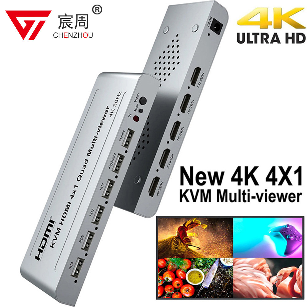 KVM HDMI 4X1 Quad Multi Viewer Switch 4 in 1 out Vedio Processor Screen ...