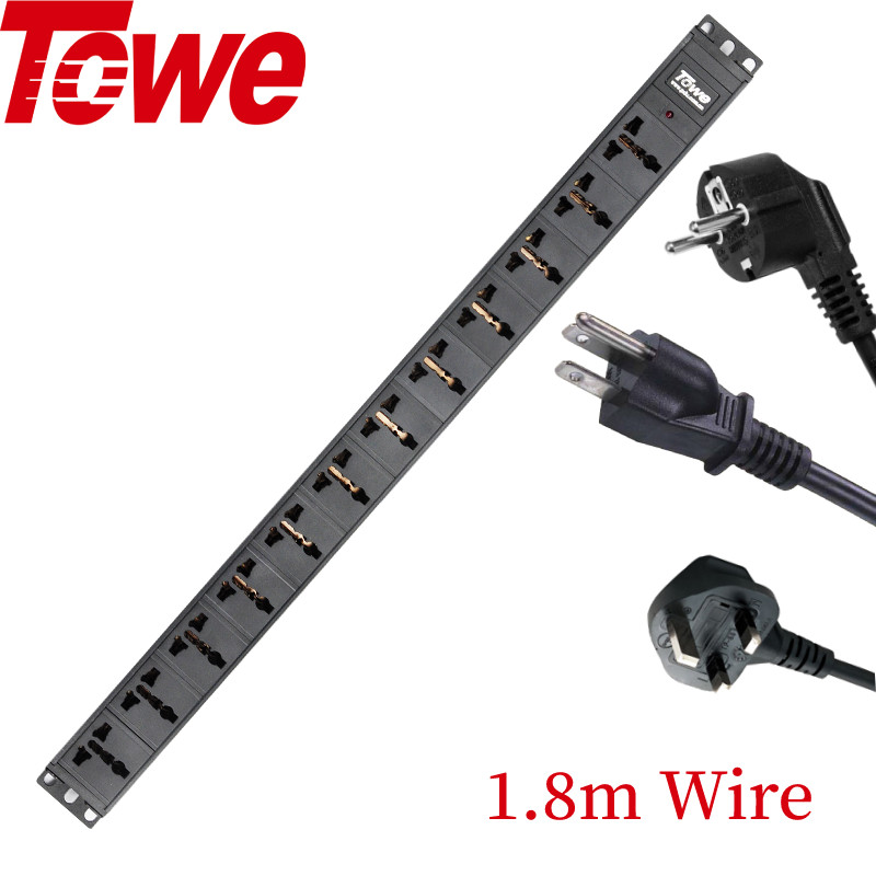 ☭10A 12 Ways Universal Outlet 12 Ports Power Distribution Unit 1U Mains ...