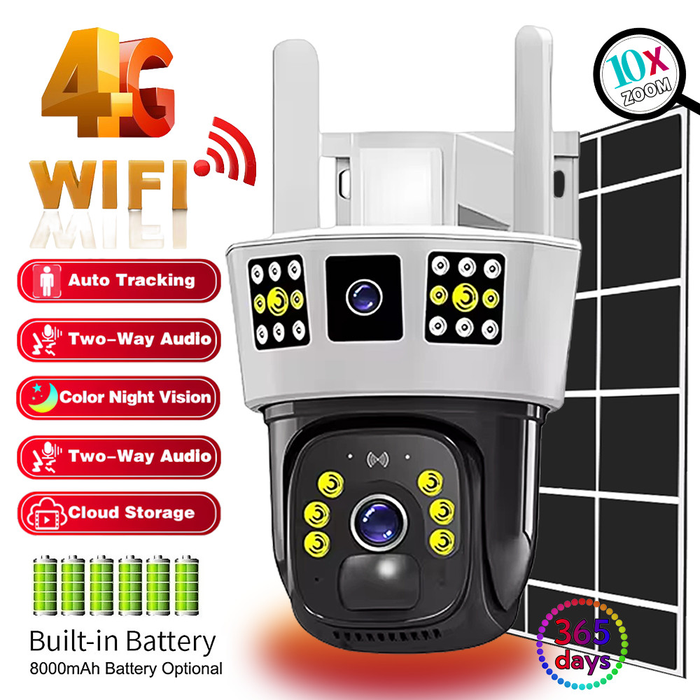 ๑Solar Camera 4G Outdoor PIR Human Detect Wireless CCTV Low-Power ...
