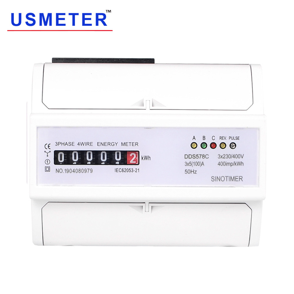 ⓥDDS578C 380V 3*5(100)A Power Meter 3 Phase Electricity Pulse Counter ...