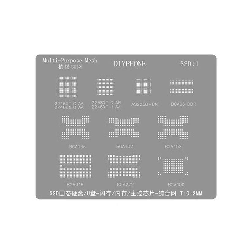웃BGA Reballing Stencil for SSD ic chip BGA96 DDR BGA136 BGA132 BGA152 ...