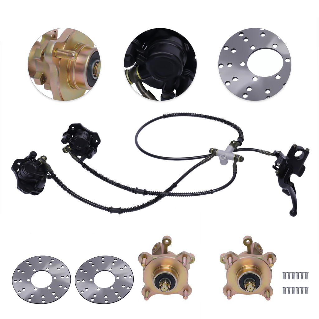 ┱ATV Front Steering Knuckle Spindle 4 Stud Rim Wheel Hub Brake Disc ...
