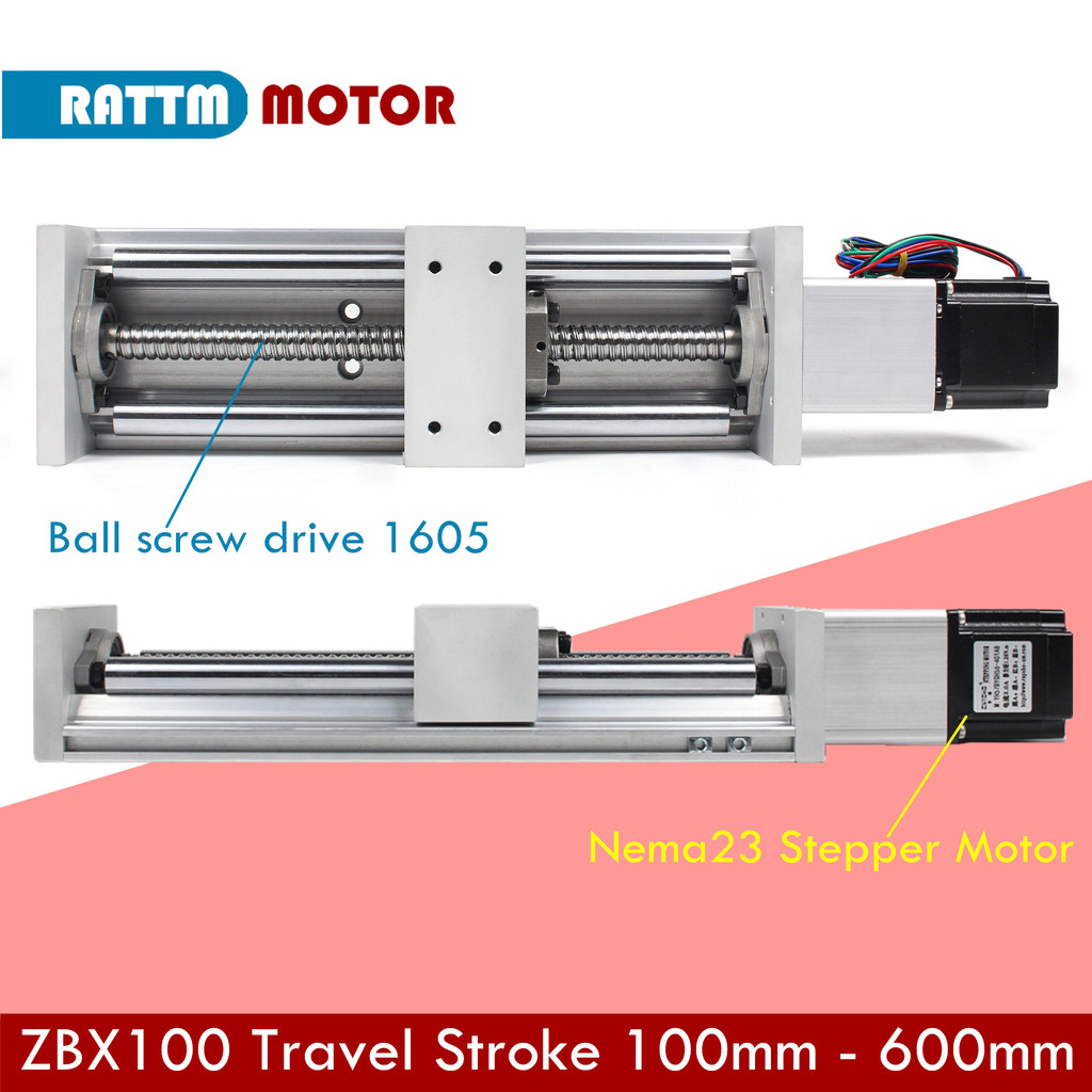 ☠ZBX100 Travel Stroke 100mm-600mm CNC X Y Z Axis Linear Stage Motion Actuator Cross Sliding Tabl ...