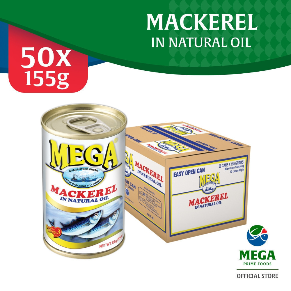MEGA Mackerel in Natural Oil 155G By 50's | Shopee Philippines