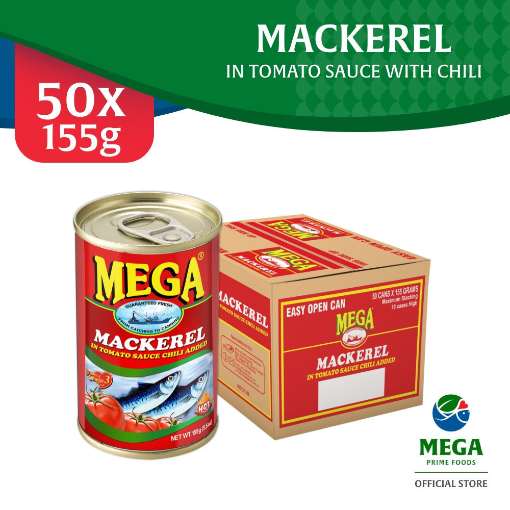 MEGA Mackerel in Tomato Sauce with Chili 155G By 50's | Shopee Philippines