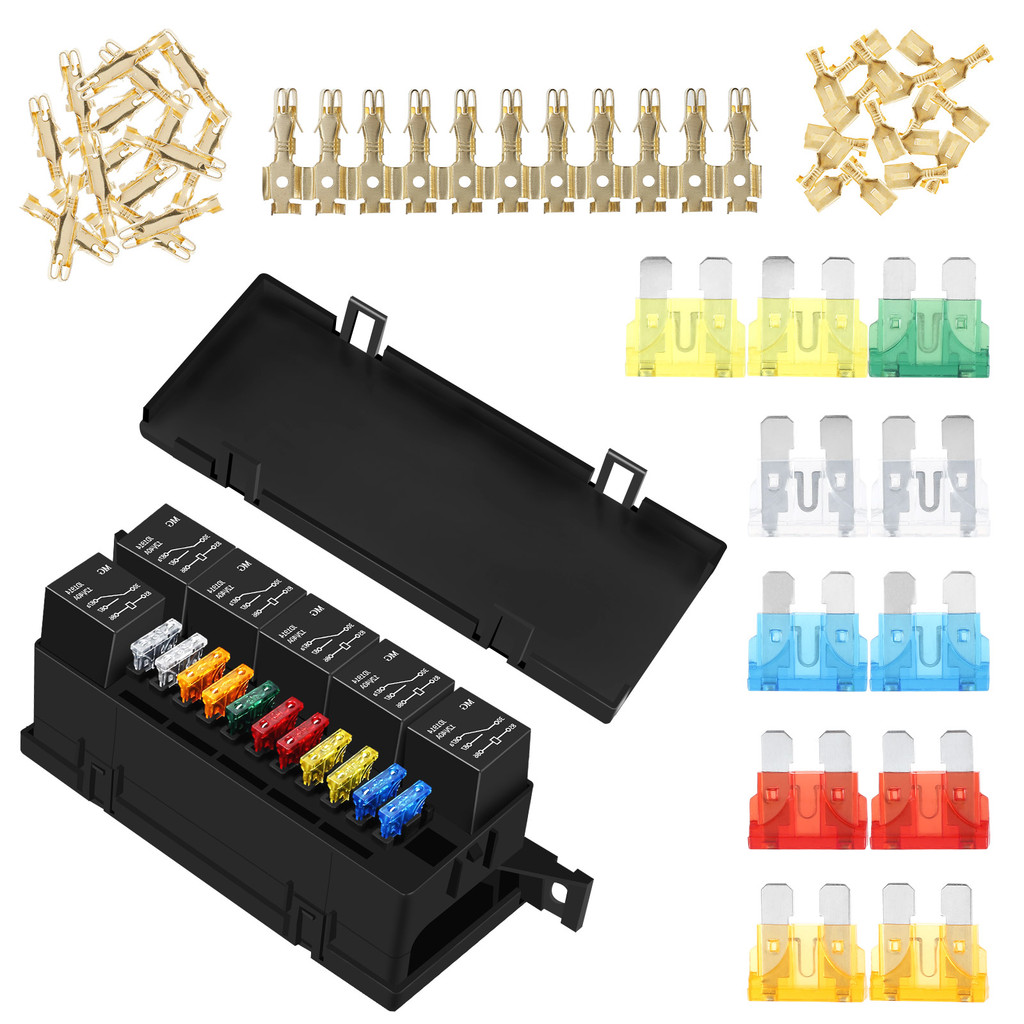۞12V Fuse Relay Box Kit Auto Waterproof Fuse Relay Box Block 11 Way ATC ...