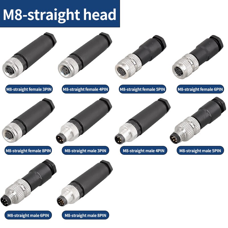 M8 waterproof connector - 3P4P male female M8 waterproof aviation plug ...