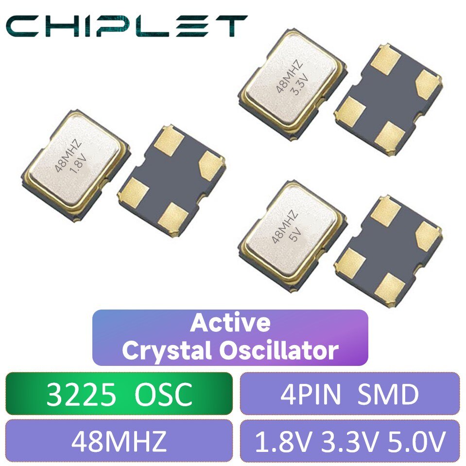5pcs SMD 3225 Active Crystal Oscillator 48MHZ 1.8V 3.3V 5V OSC 4Pin ...