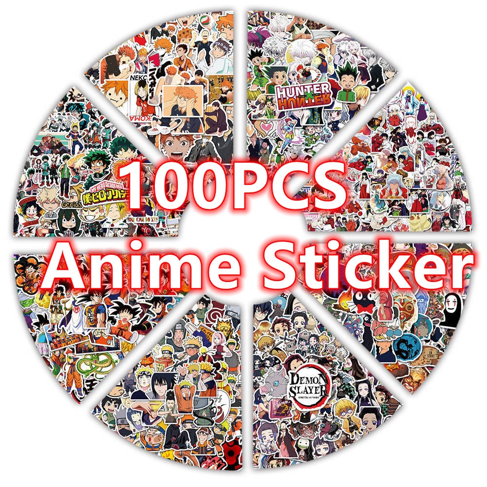 100pcs Anime Stickers Naruto One Piece Demon Slayer Hunter X Graffiti ...