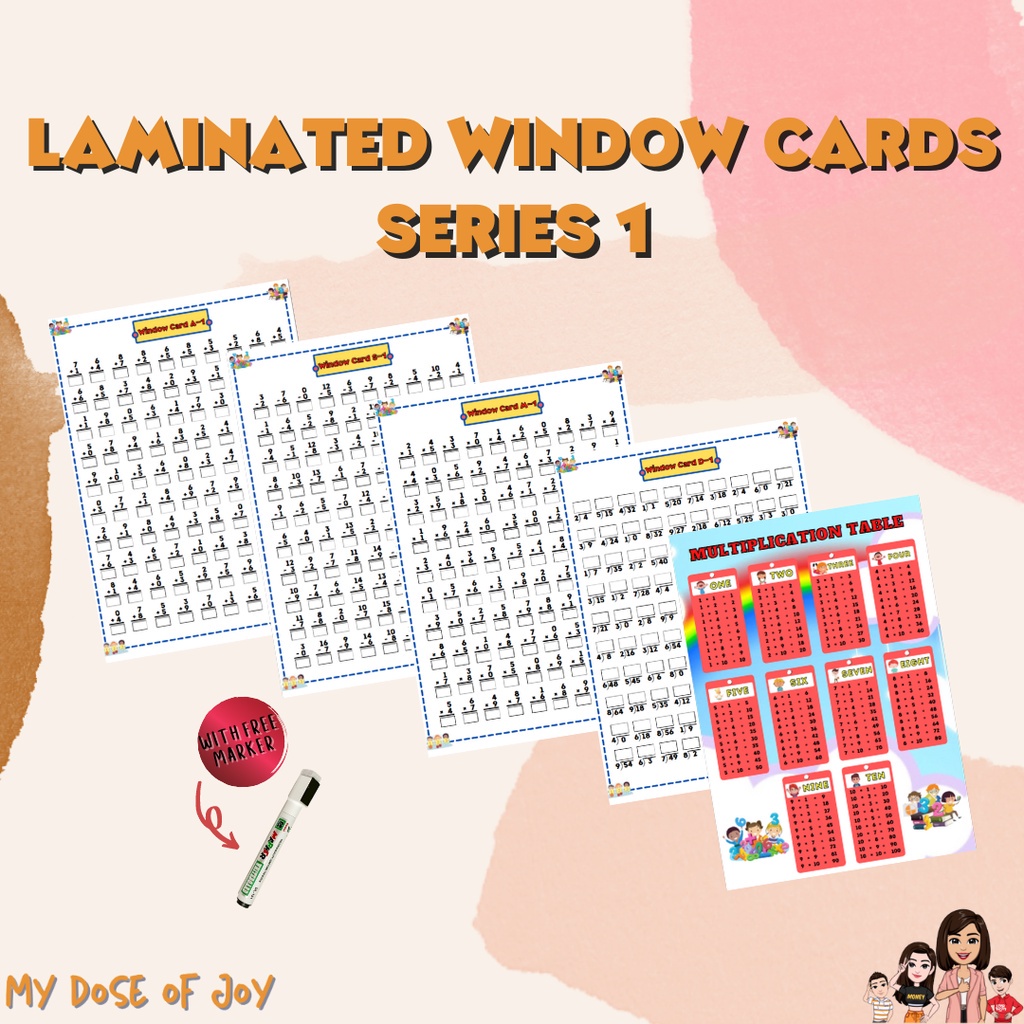 ☼Laminated Window Card | 1 Set Plus Free Multiplication Table Chart ...