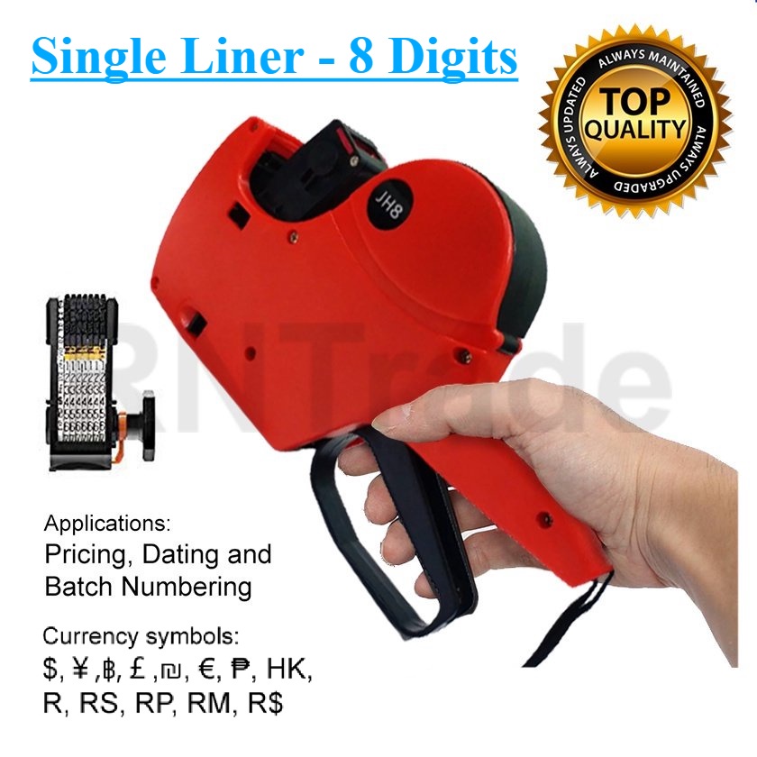 JH8 Price Tag Gun Tagger Price Labeler – Single Line with 8 Digits ...