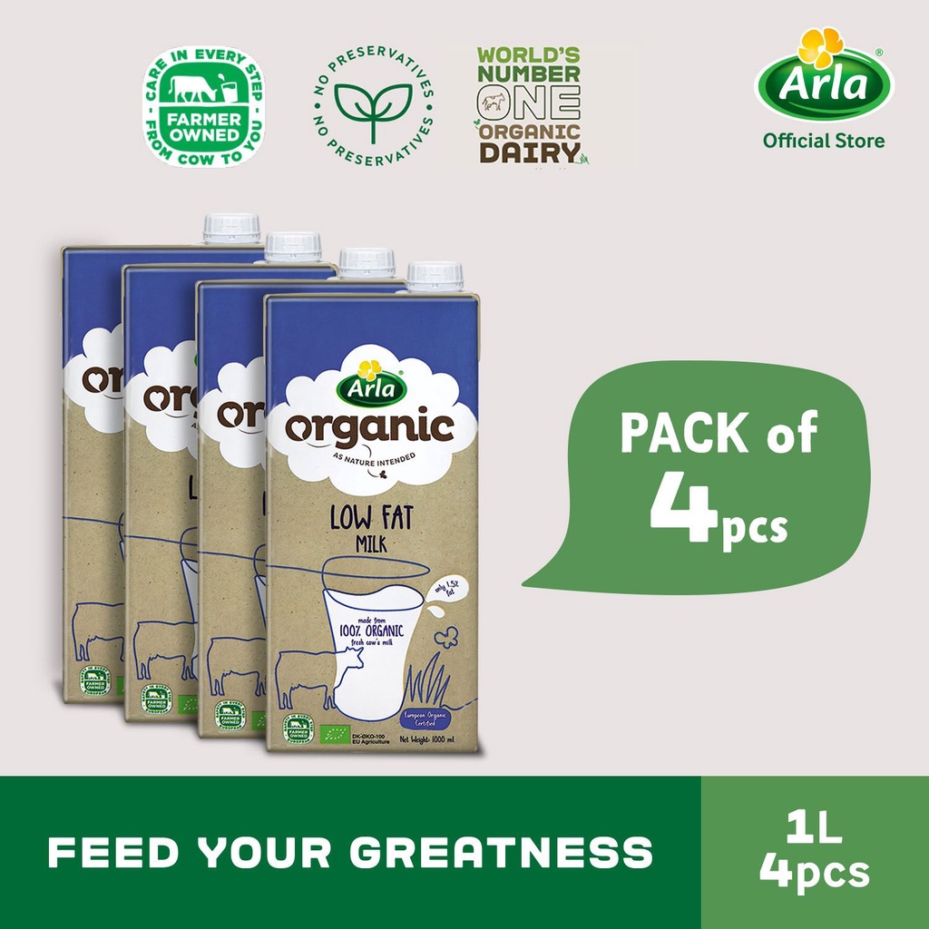 Arla Organic Low Fat Milk 1L 4-Pack | Shopee Philippines