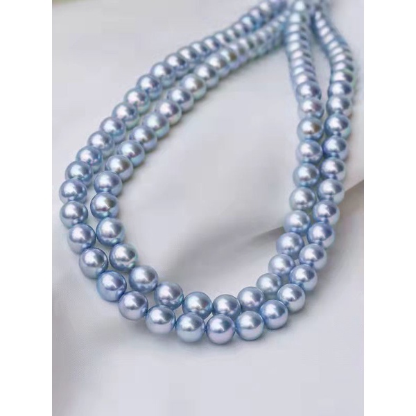 Ready Stock Japan akoya Silver Gray Blue Seawater Pearl Round Strong ...
