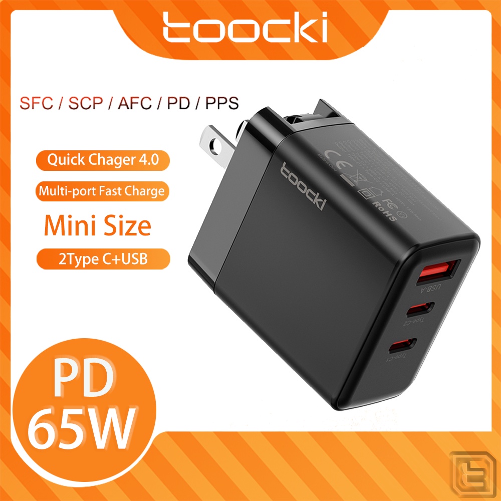 Toocki 65W GaN USB C PD Charger Quick Charge QC3.0 4.0 PD3.0 Type C ...
