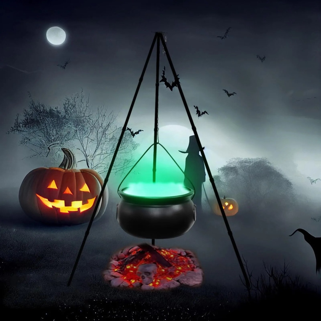 Witch Cauldron Black Candy Bucket With Handle Lights Large Witch ...