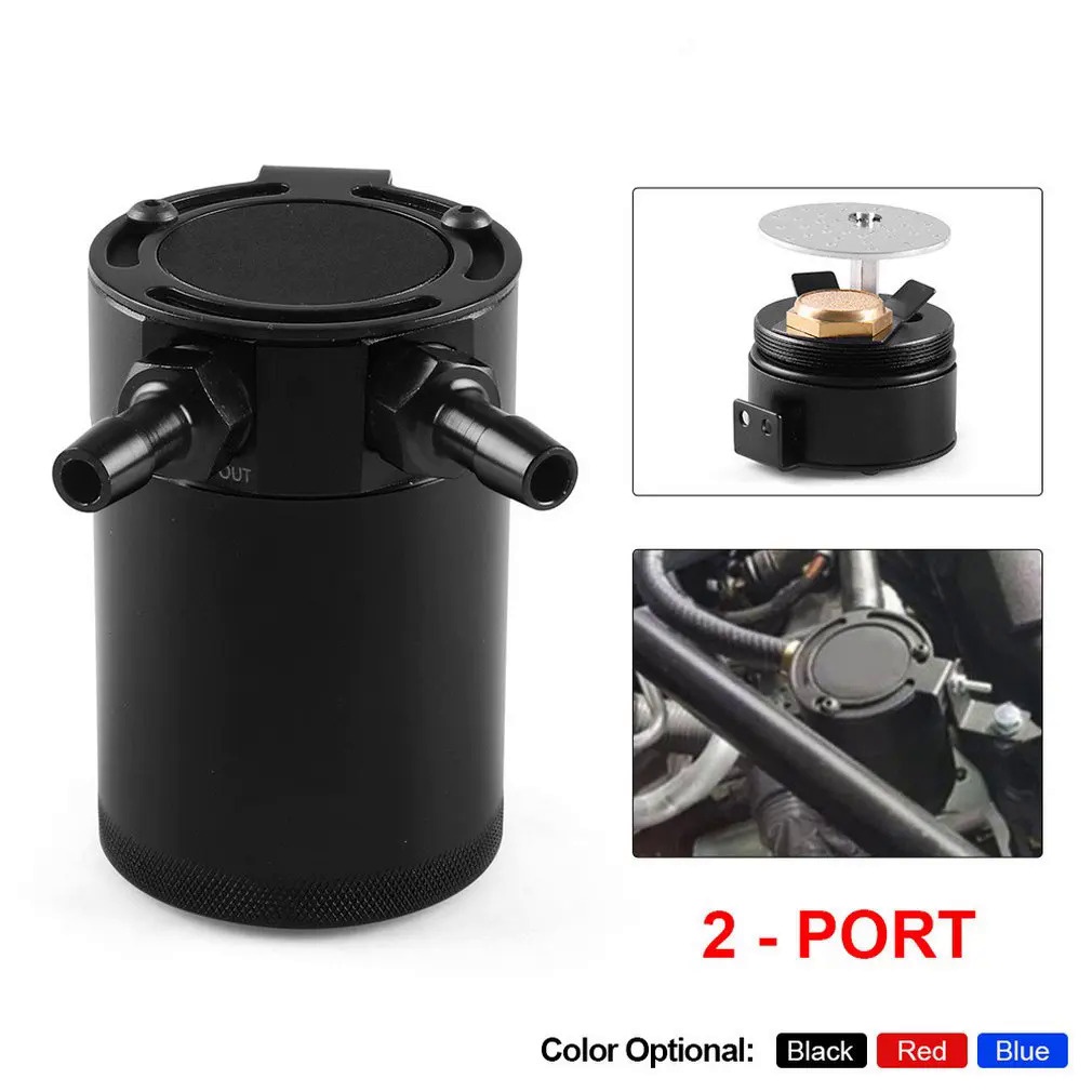 Oil Catch Can 2 Port Tank Baffled Air-oil Separator Automobile Oil Vent ...