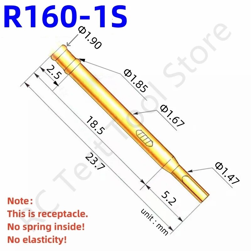 100PCS R160-1S Test Pin P160-B1 Receptacle Brass Tube Needle Sleeve ...