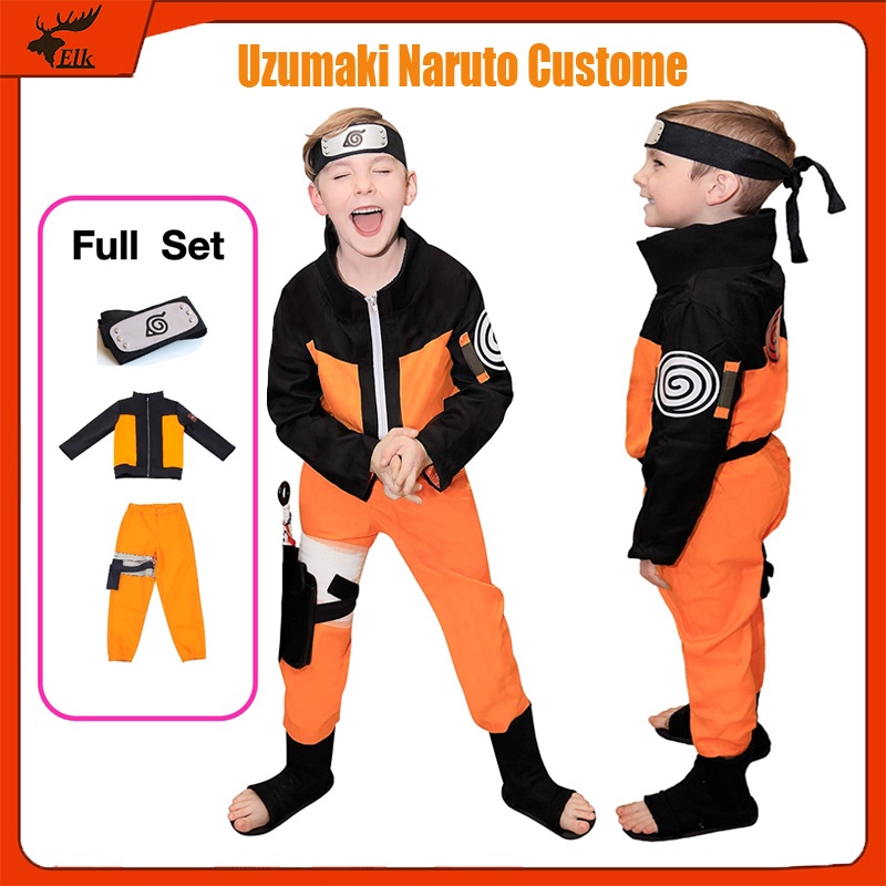 Uzumaki Naruto Cosplay Custome for kids boy Naruto Full set naruto ...