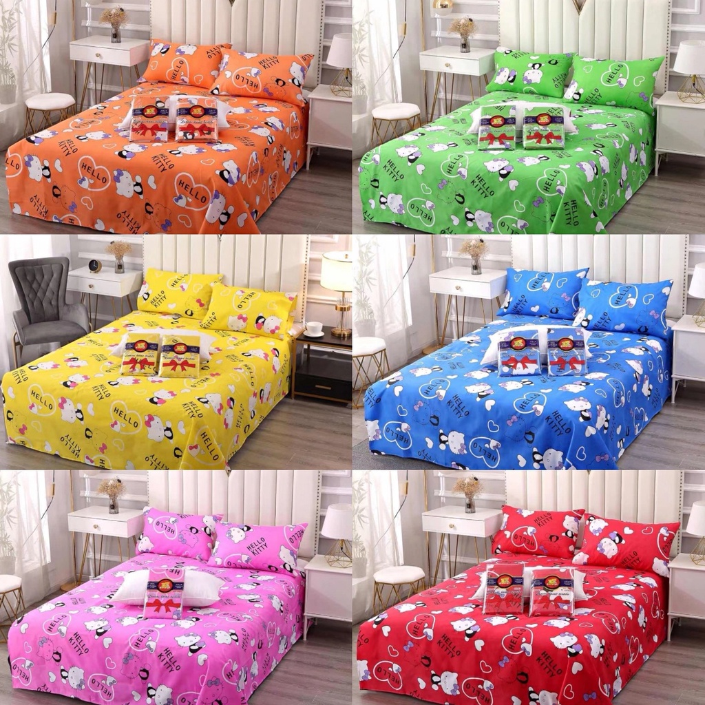 iROOM】1Pcs COD☑ 3in1 Cartoon Bedsheet Set Double Size（ 1x flat sheet ...