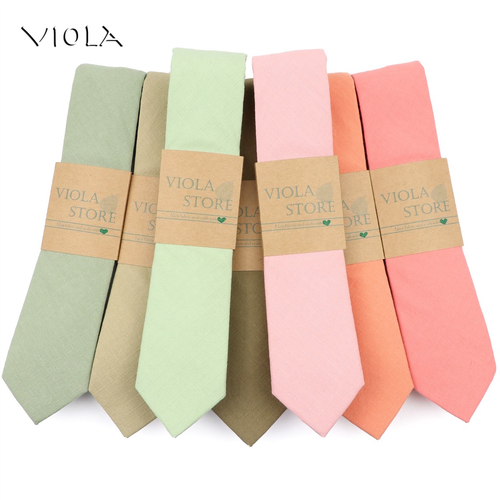 ™ﺴNice Color Sage Green Pink Peach Solid Cotton Necktie 6cm Skinny Wedding Party Suit Tuxedo Men ...