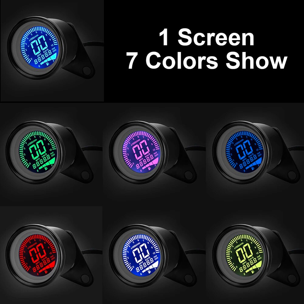 ~Universal LCD Tachometer LED Display Motorcycle Digital Speedometer ...
