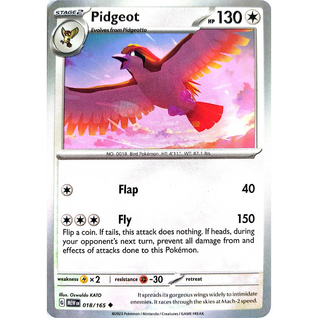 Pokemon TCG 151 Mew Pidgeot 018/165 Non Holo Scarlet and Violet 3.5 ...