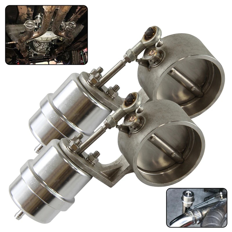 2 x 2.5\" Exhaust Control Valve Set Vacuum Actuator Closed Style Cutout ...