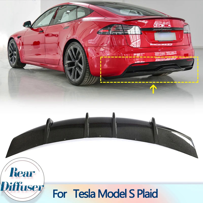 Car Rear Bumper Diffuser Lip Spoiler For Tesla Model S Plaid 4-Door ...