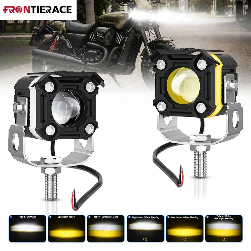 Auxiliary Motorcycle Spotlights Projector Light Driving High/Low Mot ...