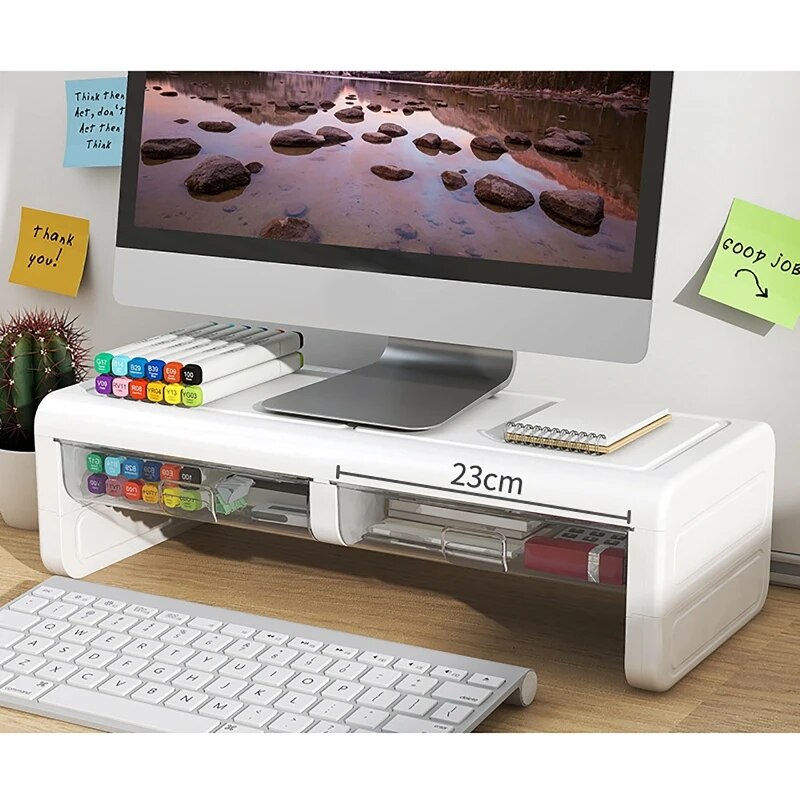 Desktop Computer Monitor Stand Raiser Multi-Function Storage Shelf 2 ...