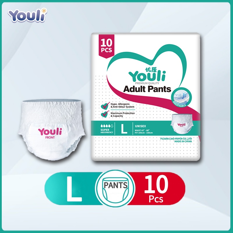 Youli Adult Diaper Large 10Pcs (50-70kg) Adult Pants Leak-proof ...