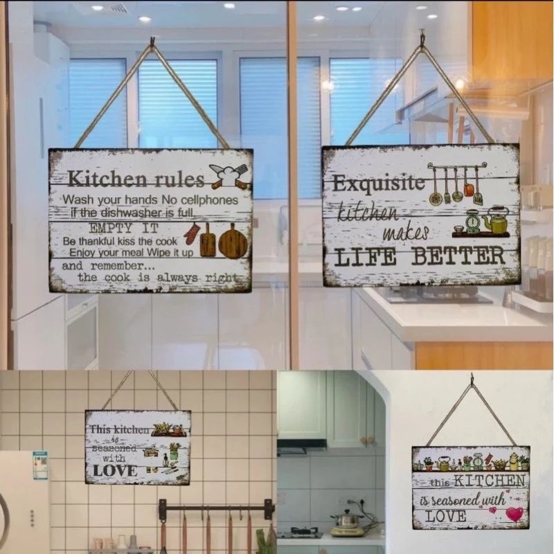Hanging Decor Kitchen Rules Exquisite Wooden Wall Decor 17x13cm ...
