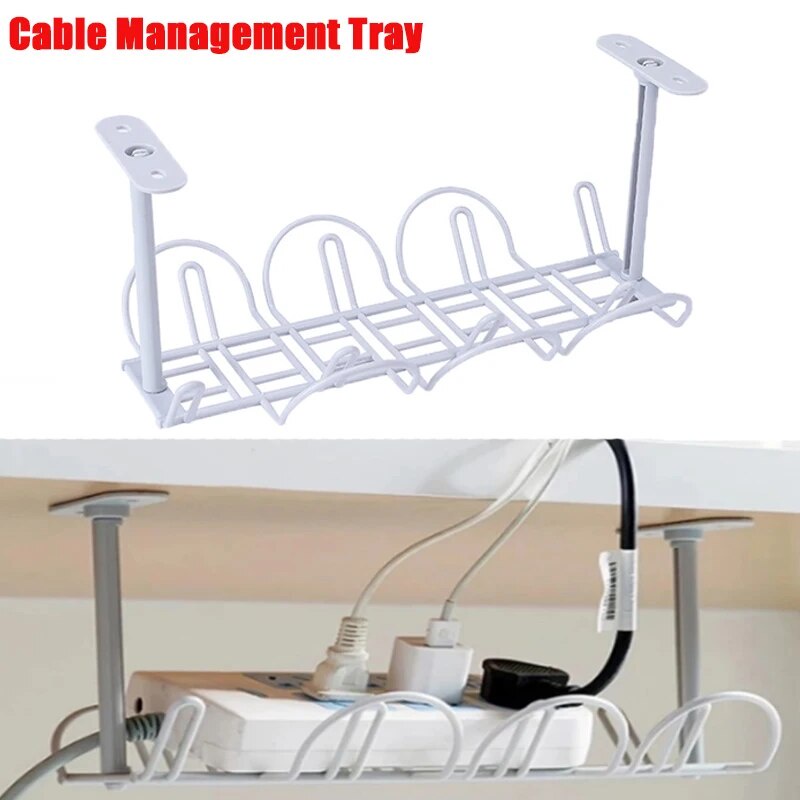 Under Desk Cable Management Tray Home Living Room Storage Rack Wire ...