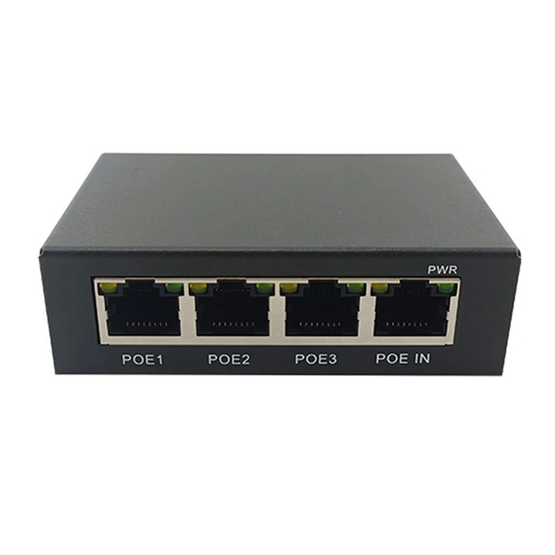 ≈1 PCS 4 Port Gigabit POE Extender 100/1000M Network Switch Extender Black Metal For Poe ...