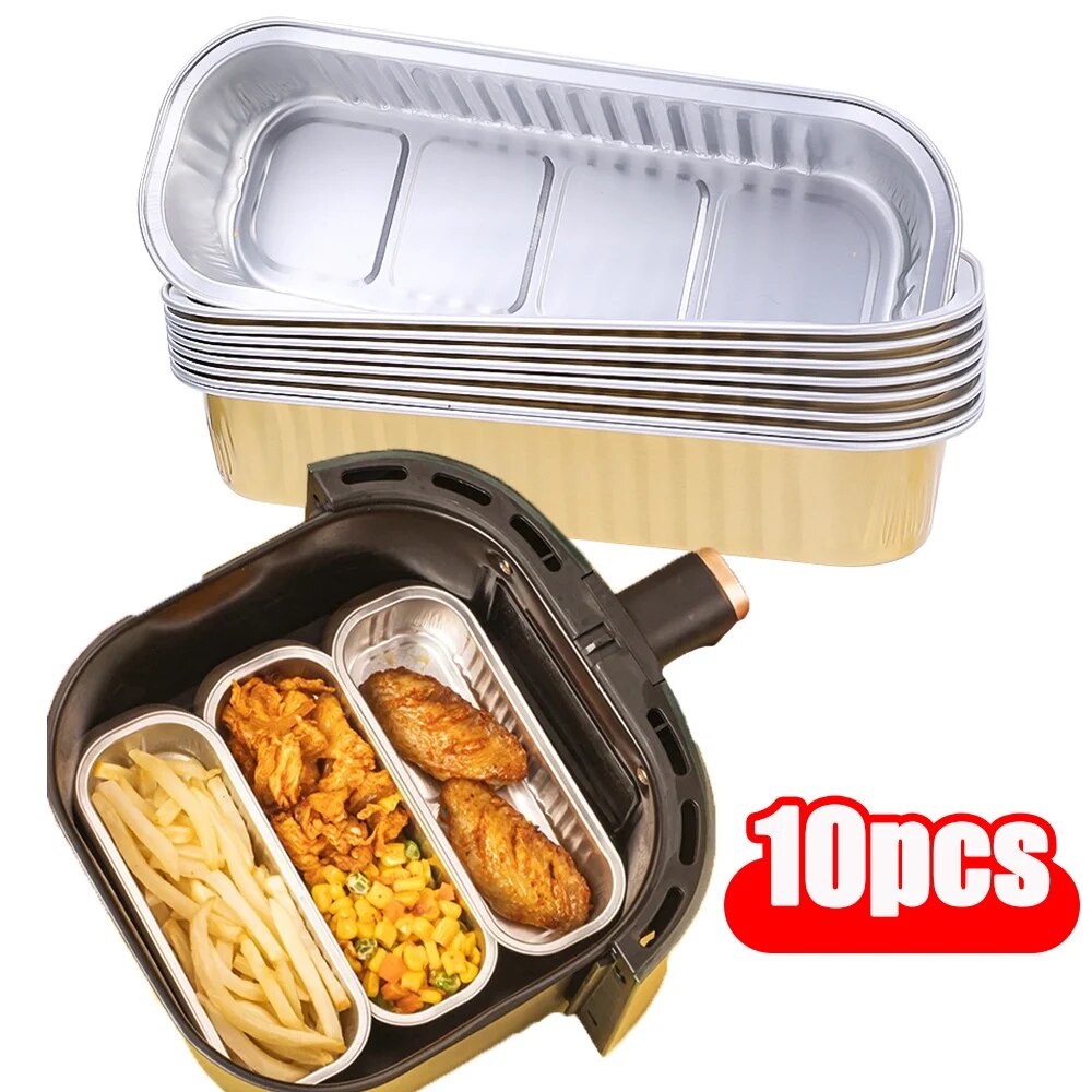 【10pcs Disposable BBQ Pans Aluminum Foil Air Fryer Baking Tray Tin Foil ...