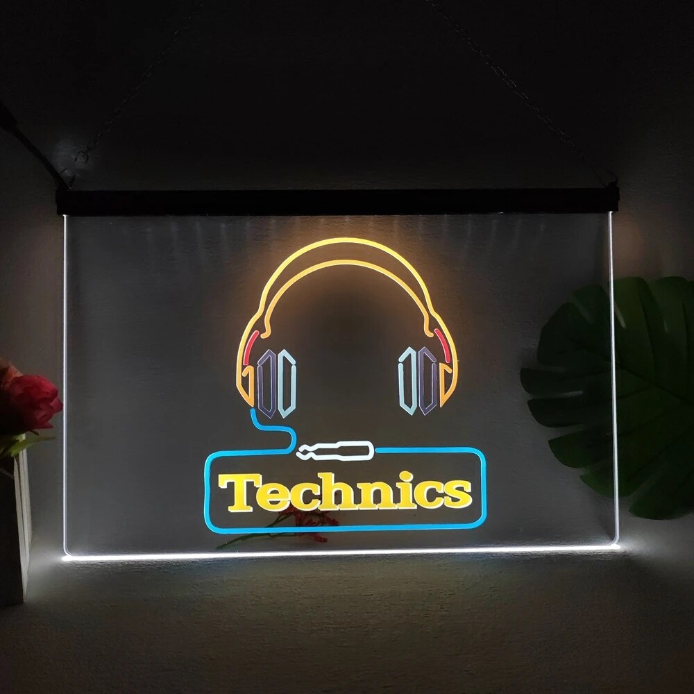 Technics Turntables DJ Music Multicolour Luminous Sign with Neon Light ...