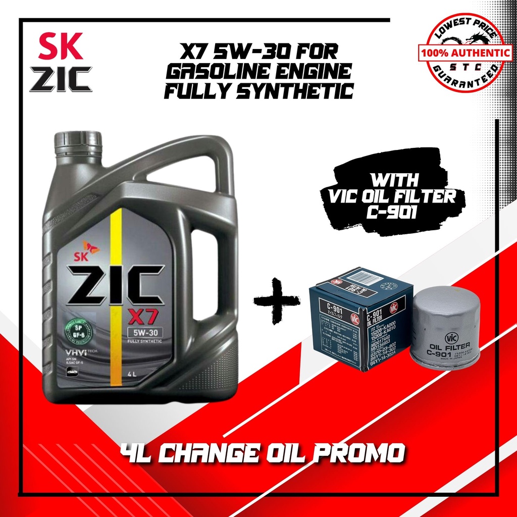 SK ZIC 4 Liters X7 5W30 For GASOLINE Engine with C-901 Vic Oil Filter ...
