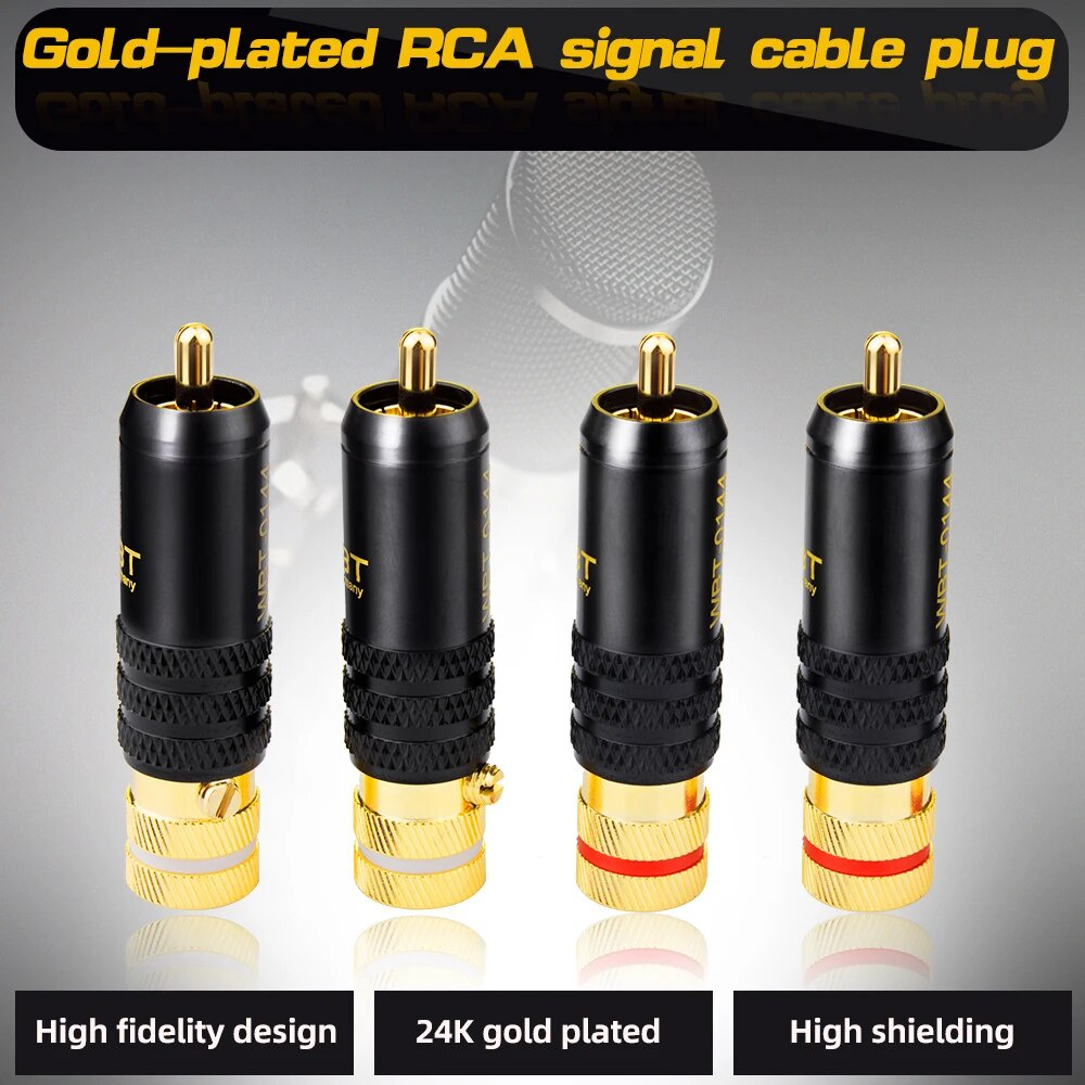 4pcs/Lot New RCA Plug Mayitr Durable RCA Connector Screws Soldering Locking Audio Video WBT Plug ...